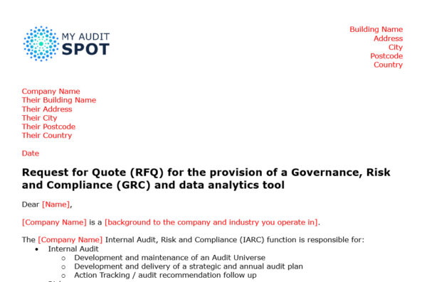 AFM21 - GRC Tool Request for Proposal - My Audit Spot